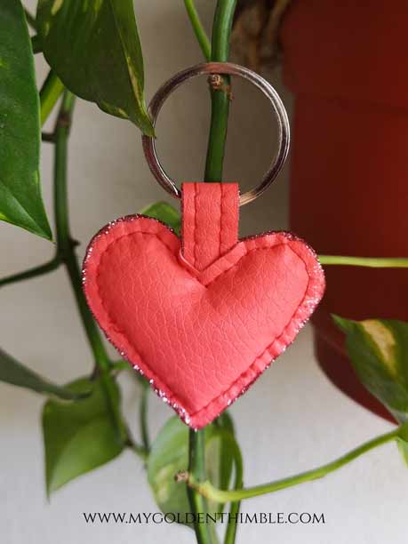 Leather Heart Keychain - My Golden Thimble