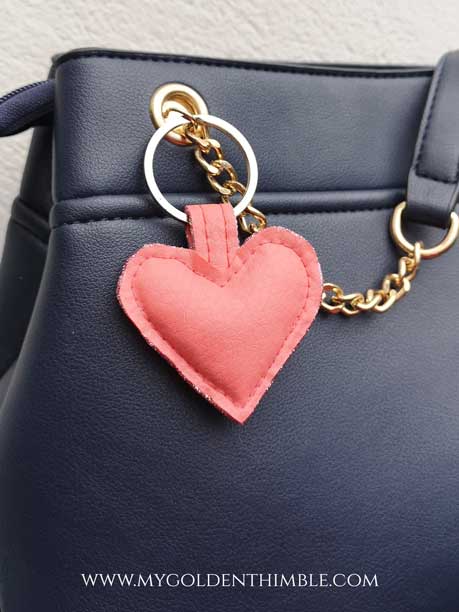Leather Heart Keychain - My Golden Thimble