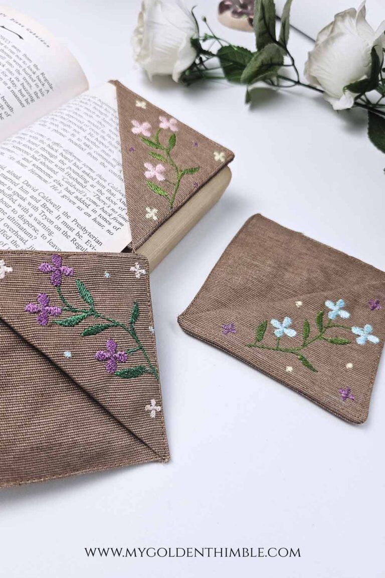 Easy DIY Embroidered Fabric Corner Bookmarks - Free Pattern