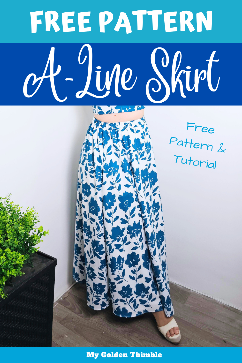 Easy A-Line Skirt Free Pattern + Tutorial (Pockets & Elastic Waist!)